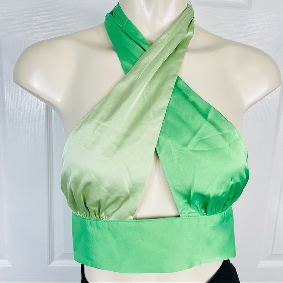 Cotton Candy | Tops | Cotton Candy La Two Toned Wrap Halter Top Matcha ...